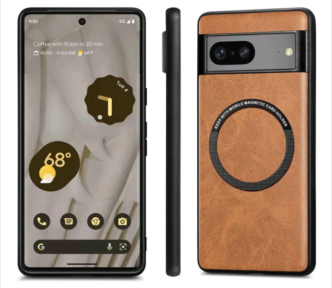 Google Pixel 7 Pro Casing Leather feel with magnetic strip, Mobile ...