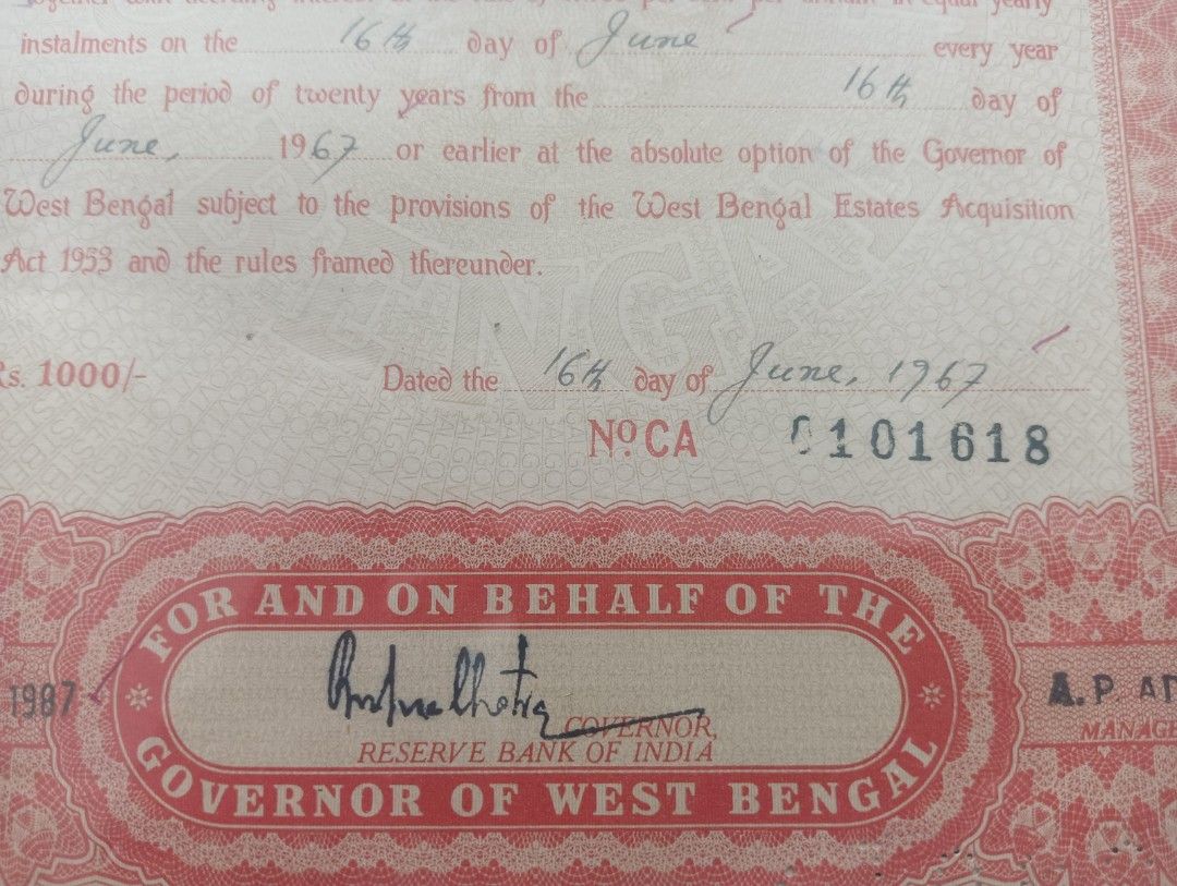 GOVT. OF WEST BENGAL - BOND PAPER - DIFFERENT DENOMINATION & RBI ...