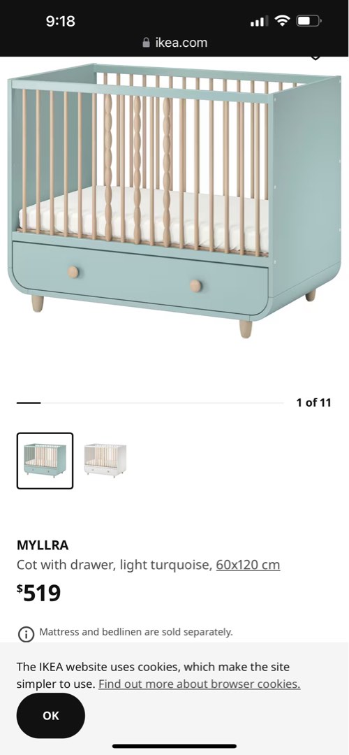 IKEA baby cod + mattress, Babies & Kids, Baby Nursery & Kids Furniture ...