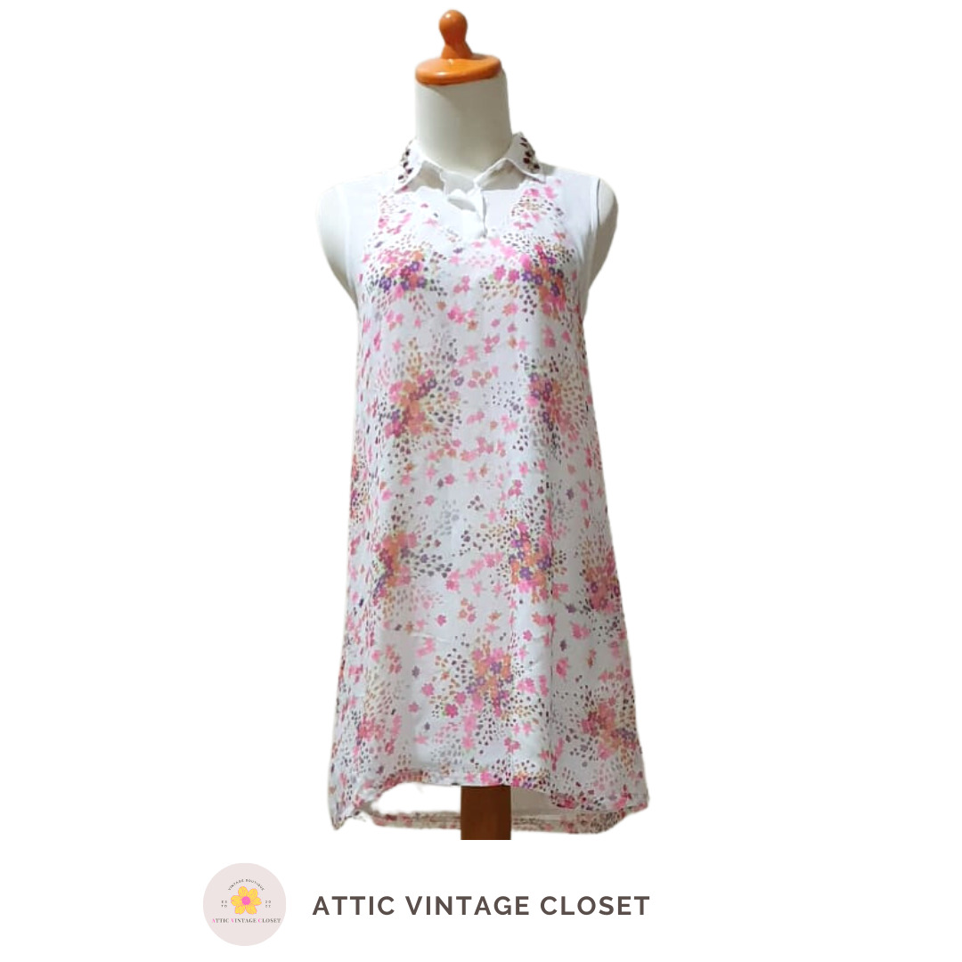 IYOTA Floral White Dress, Fesyen Wanita, Pakaian Wanita, Gaun & Rok di ...