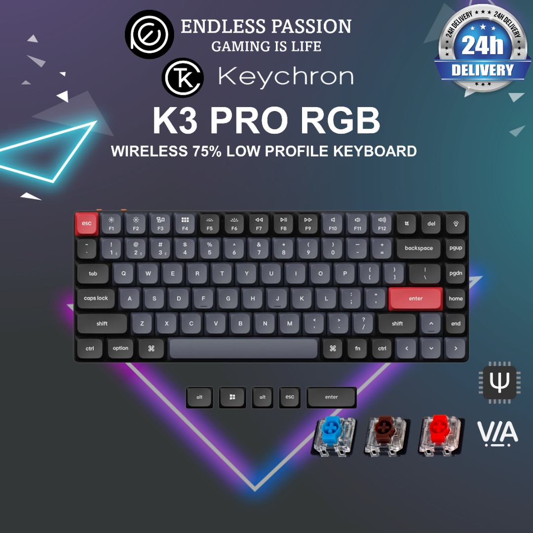 Keycrhon K3 Pro RGB Hotswap - Available in Red,Blue,Brown switch ...