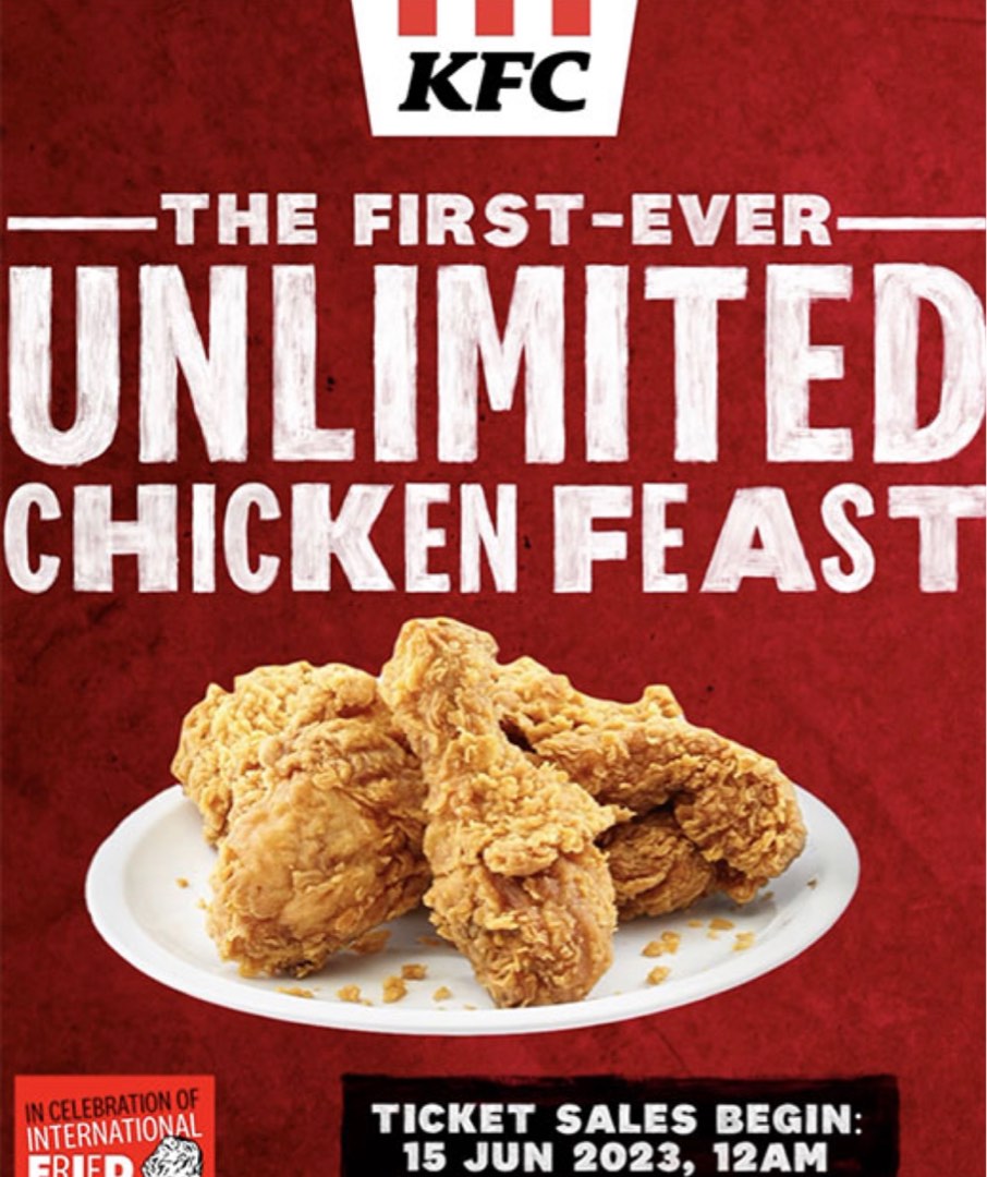 KFC unlimited chicken feast/buffet tickets (Original Price), Food ...
