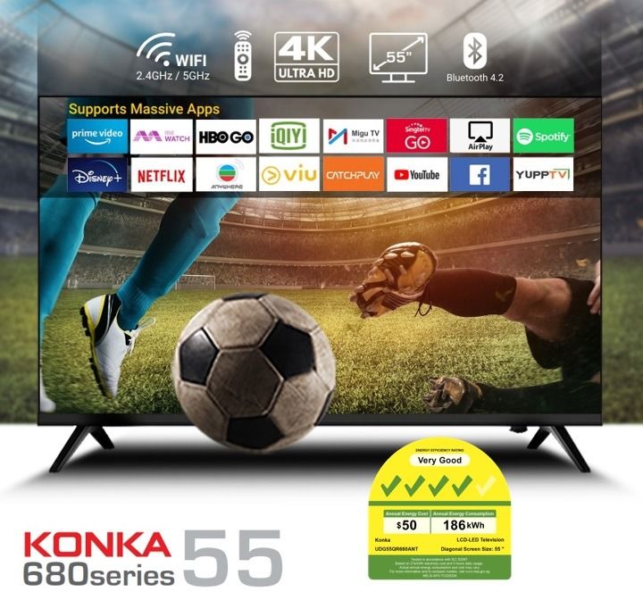 Konka 55QR680 55inch UHD Android LED TV, TV & Home Appliances, TV & Entertainment, TV on Carousell