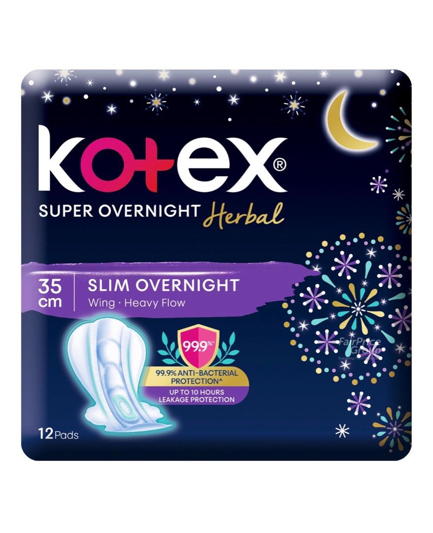 Kotex super overnight herbal 35cm, Beauty & Personal Care, Sanitary ...