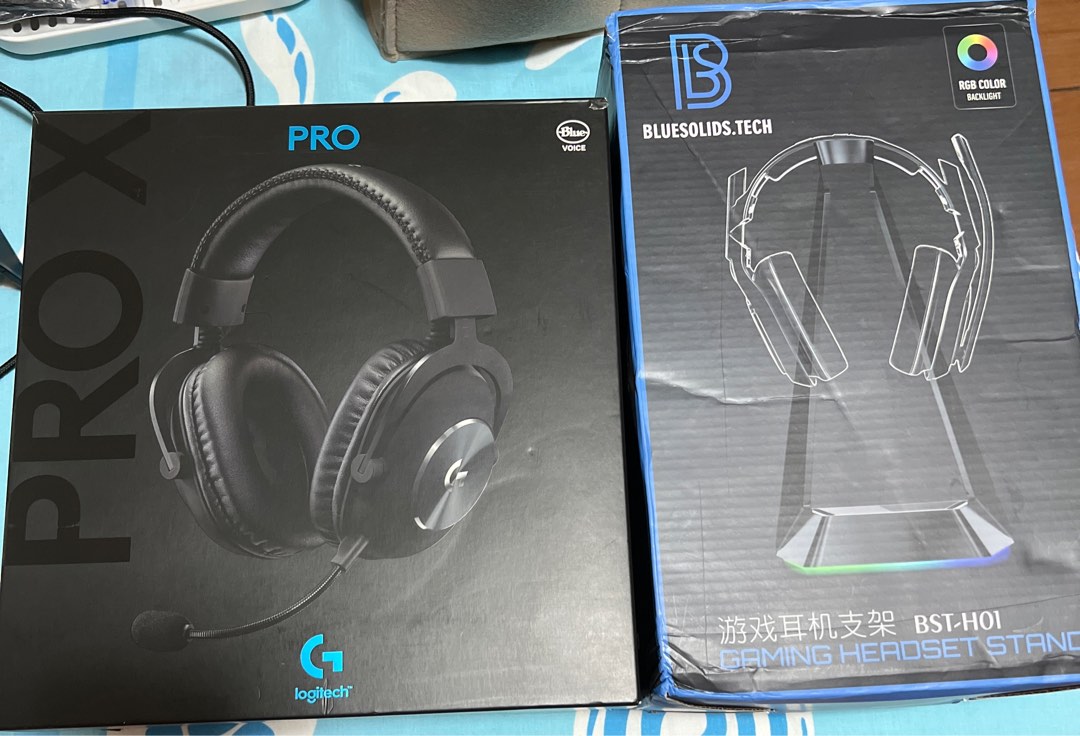 Logitech G Pro X Blue Voice Headset and Gaming Headset Stand with USB ...