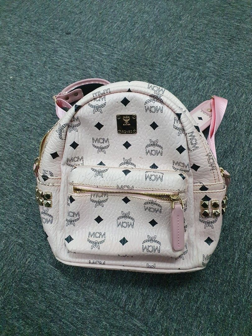 MCM Backpack - POWDER PINK, Luxury, Bags & Wallets on Carousell