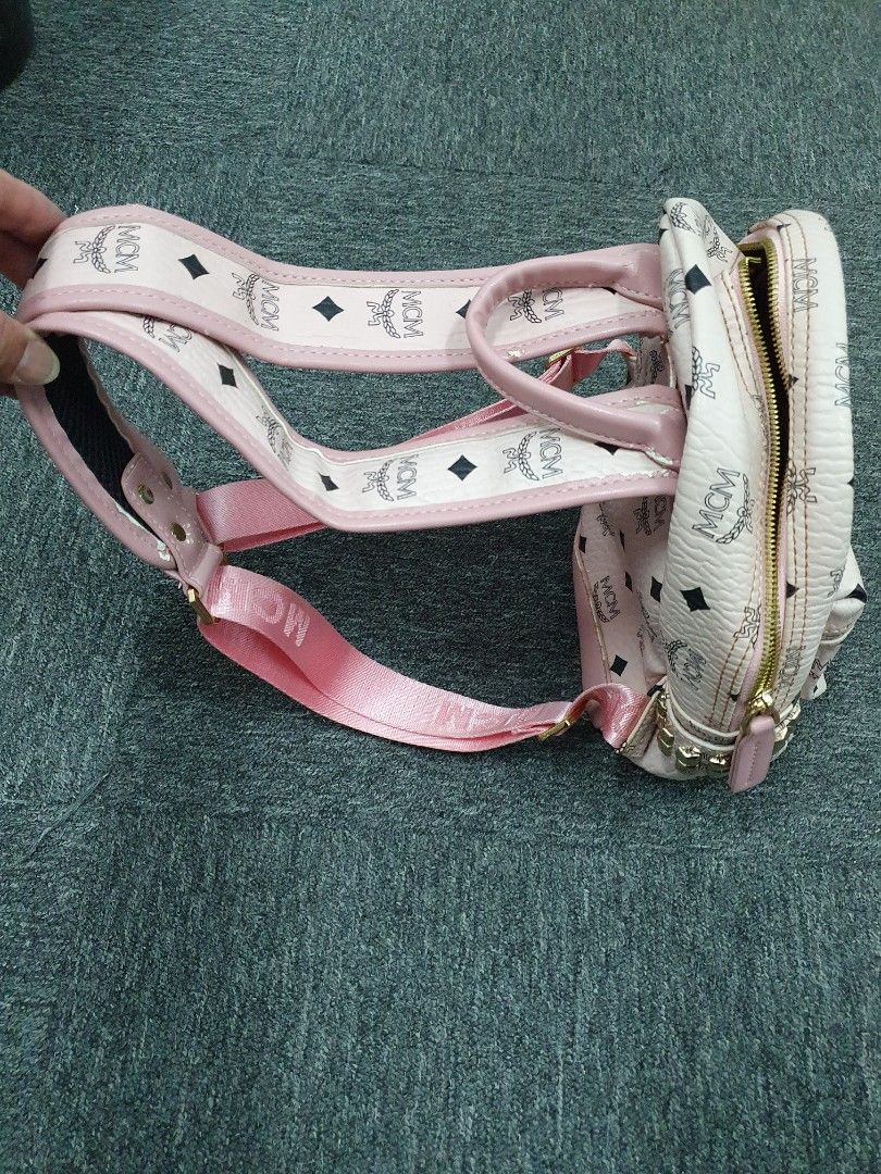 MCM Backpack - POWDER PINK, Luxury, Bags & Wallets on Carousell