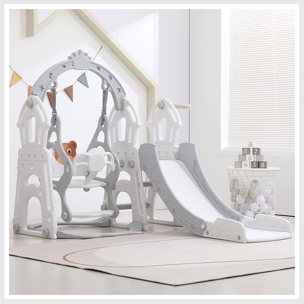 MERIT play Toddler Slide Kids Slide and Swing Set, 4 in 1 Baby Slide ...