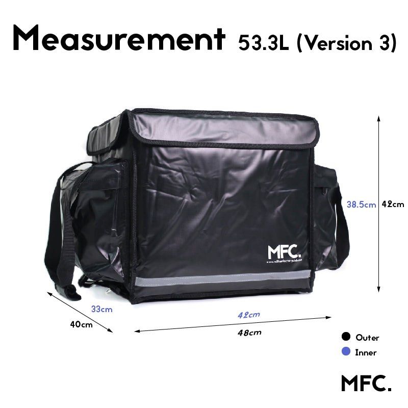 MFC 53.3L MAGNETO V3 Armour Series Magnetic and Zip with Lock Ring Backpack Food Delivery ...