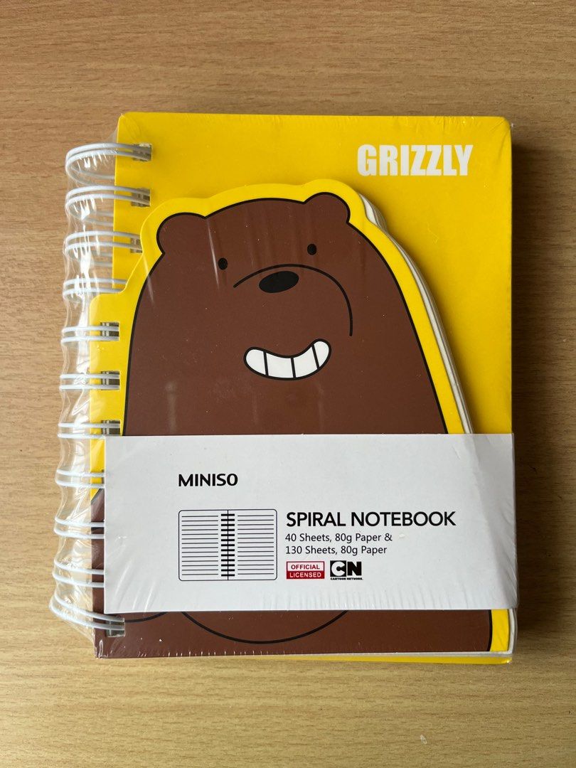 Miniso Grizzly We Bare Bears Notebook, Hobbies & Toys, Stationery ...
