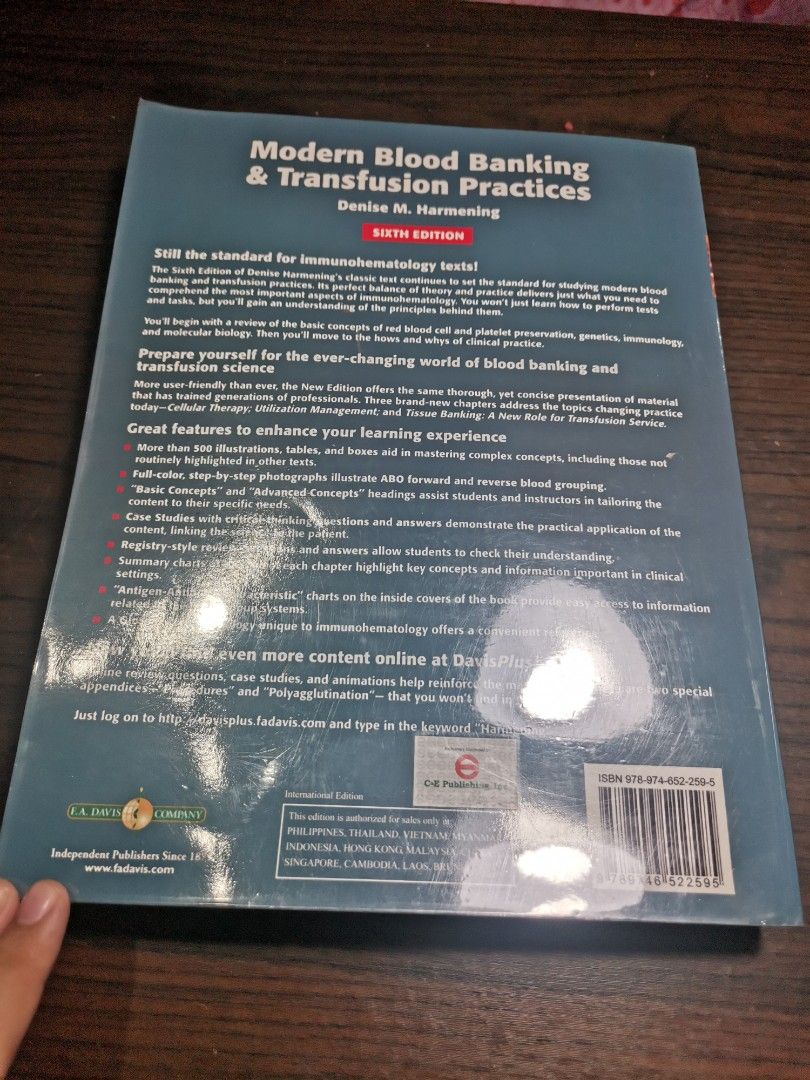 Modern Blood Banking and Transfusion Practice 6th ed by Harmening ...