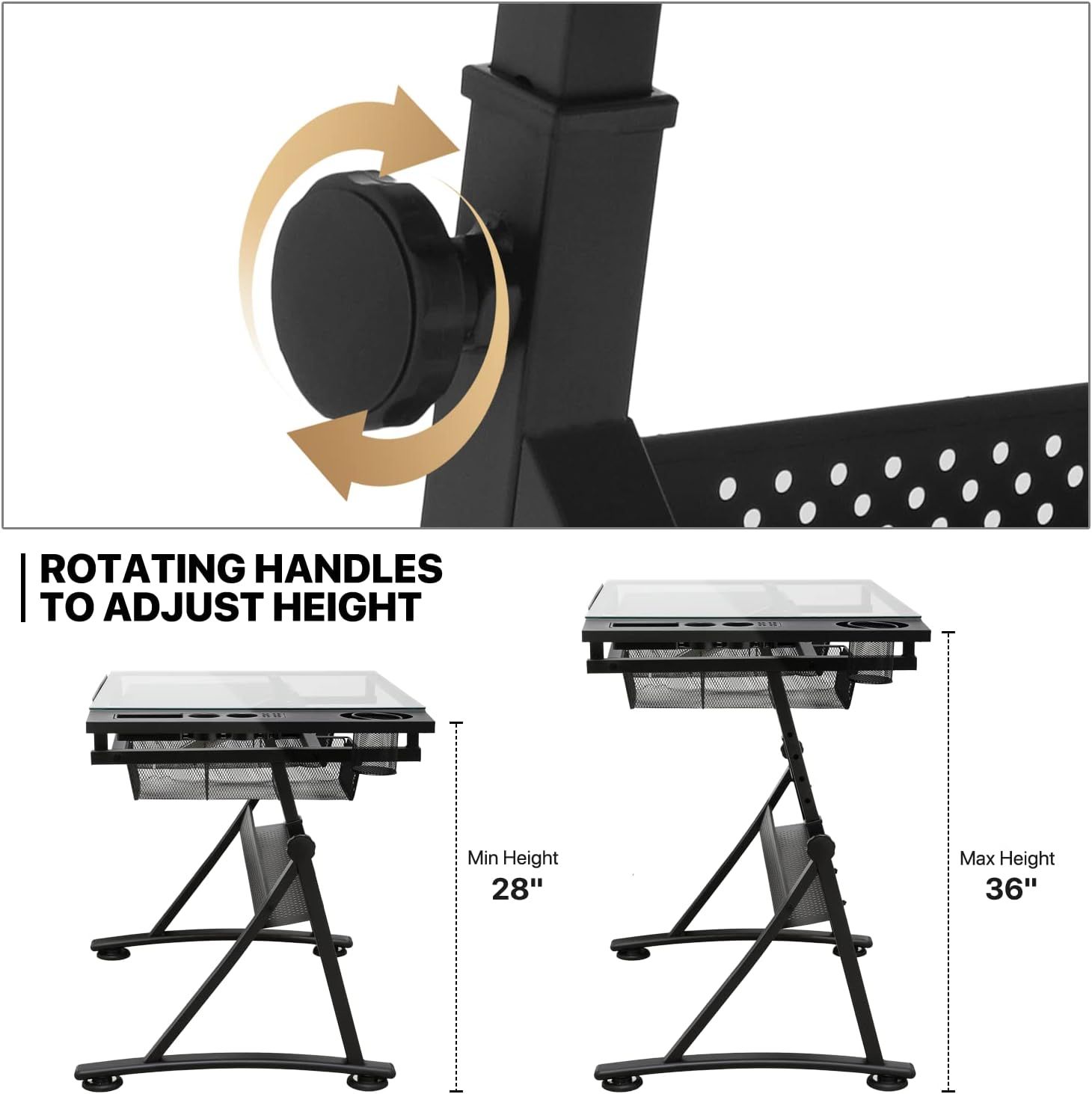 MoNiBloom Height Adjustable Drafting Table w/Stool Versatile Drawing ...