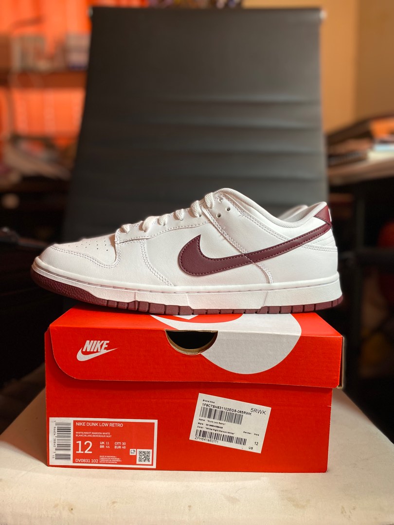 Nike Dunk Low White Night Maroon on Carousell