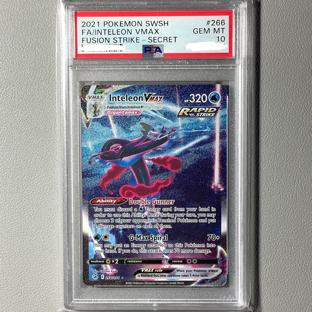 PSA 10 Inteleon Vmax Alternate Art / AA Fusion Strike Pokemon Trading ...