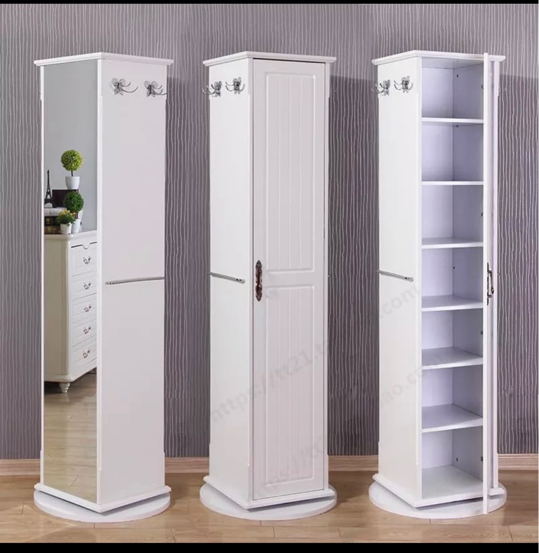 Rotating dressing mirror (full body) with covered shelves, Furniture ...