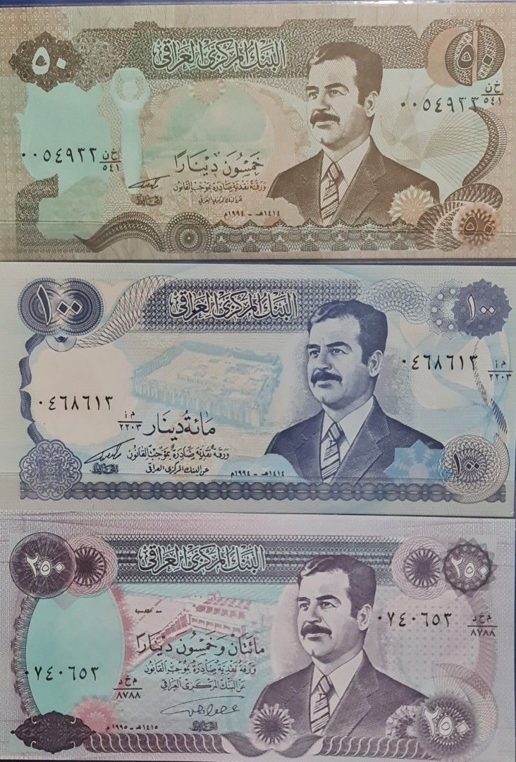 SADDAM HUSSEIN (1980-2002) BANKNOTES SET UNC, Hobbies & Toys ...