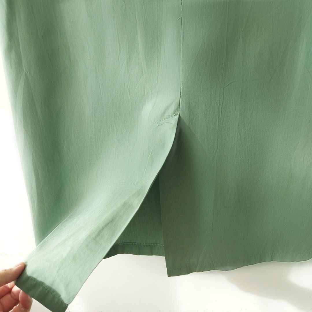 Sage Green Wrap Midi Skirt, Women's Fashion, Bottoms, Skirts on Carousell