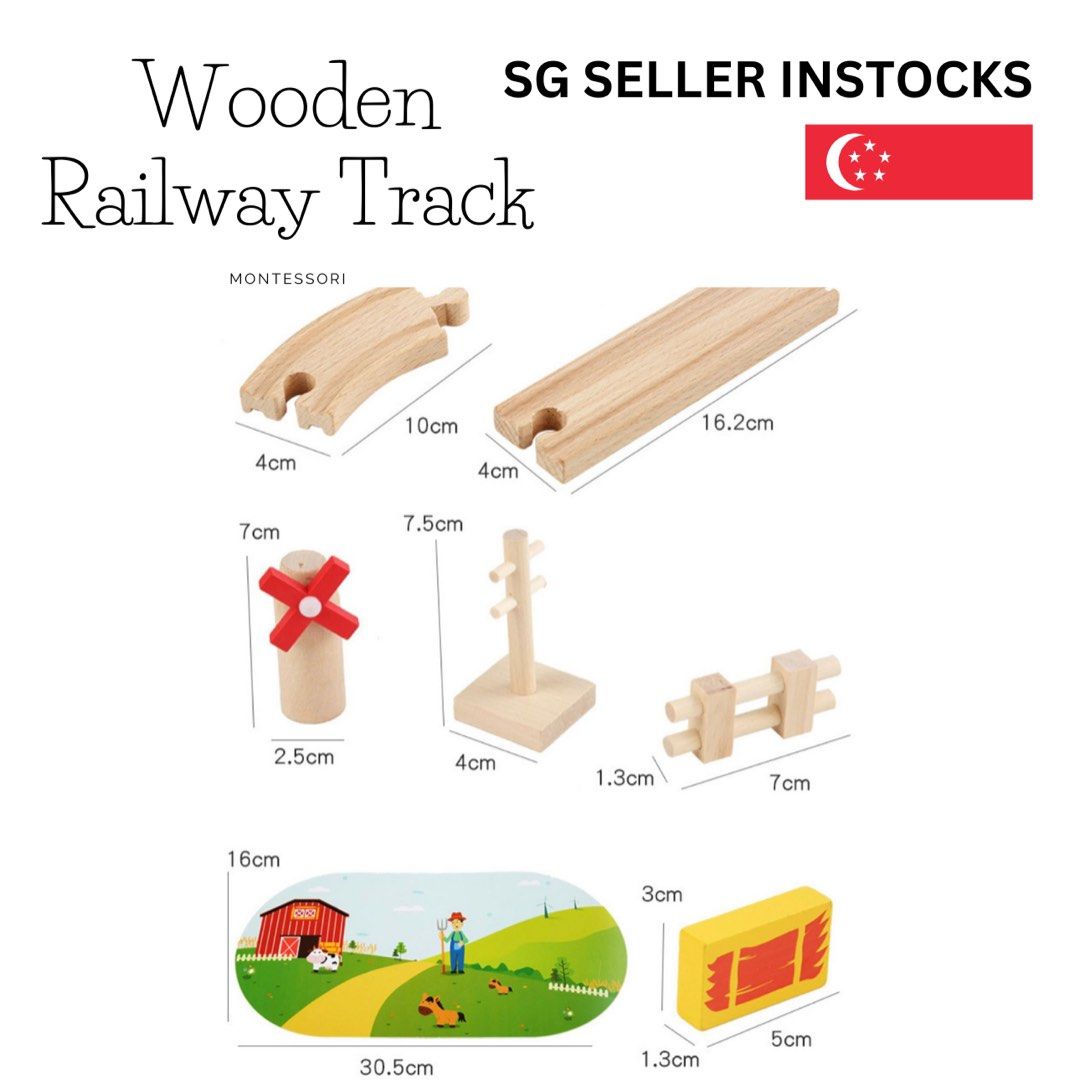 SG [Instocks] Wooden Rail Way Farming Train Track Set Kids Toys Pretend ...