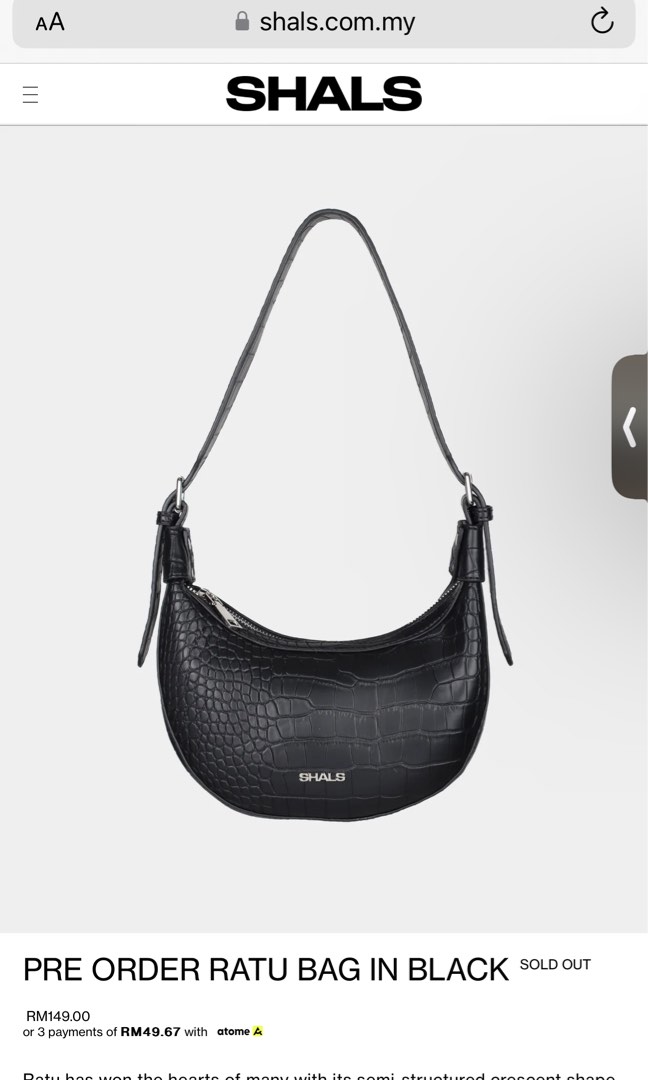 SHALS ratu bag in black, Luxury, Bags & Wallets on Carousell