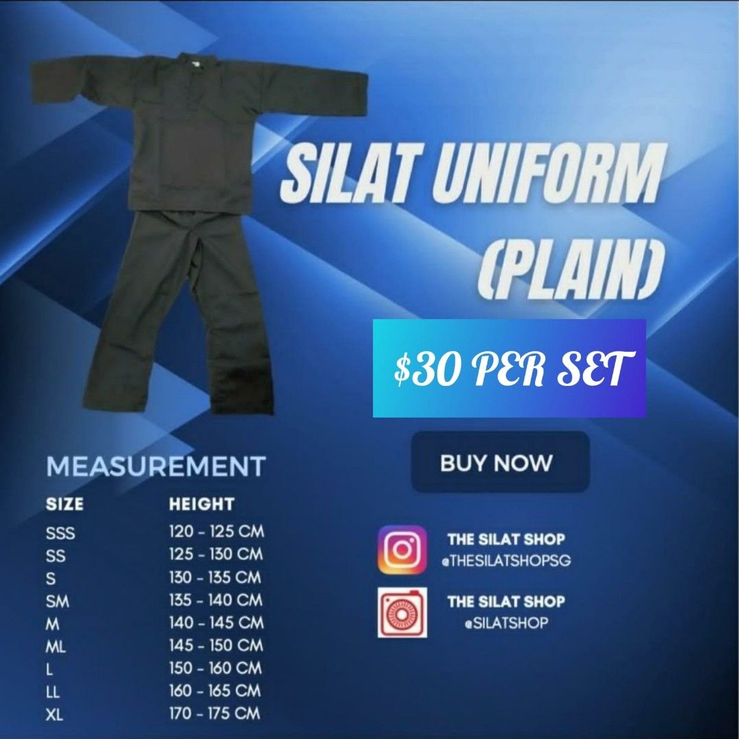 Silat Uniform, Black., Sports Equipment, Other Sports Equipment and ...