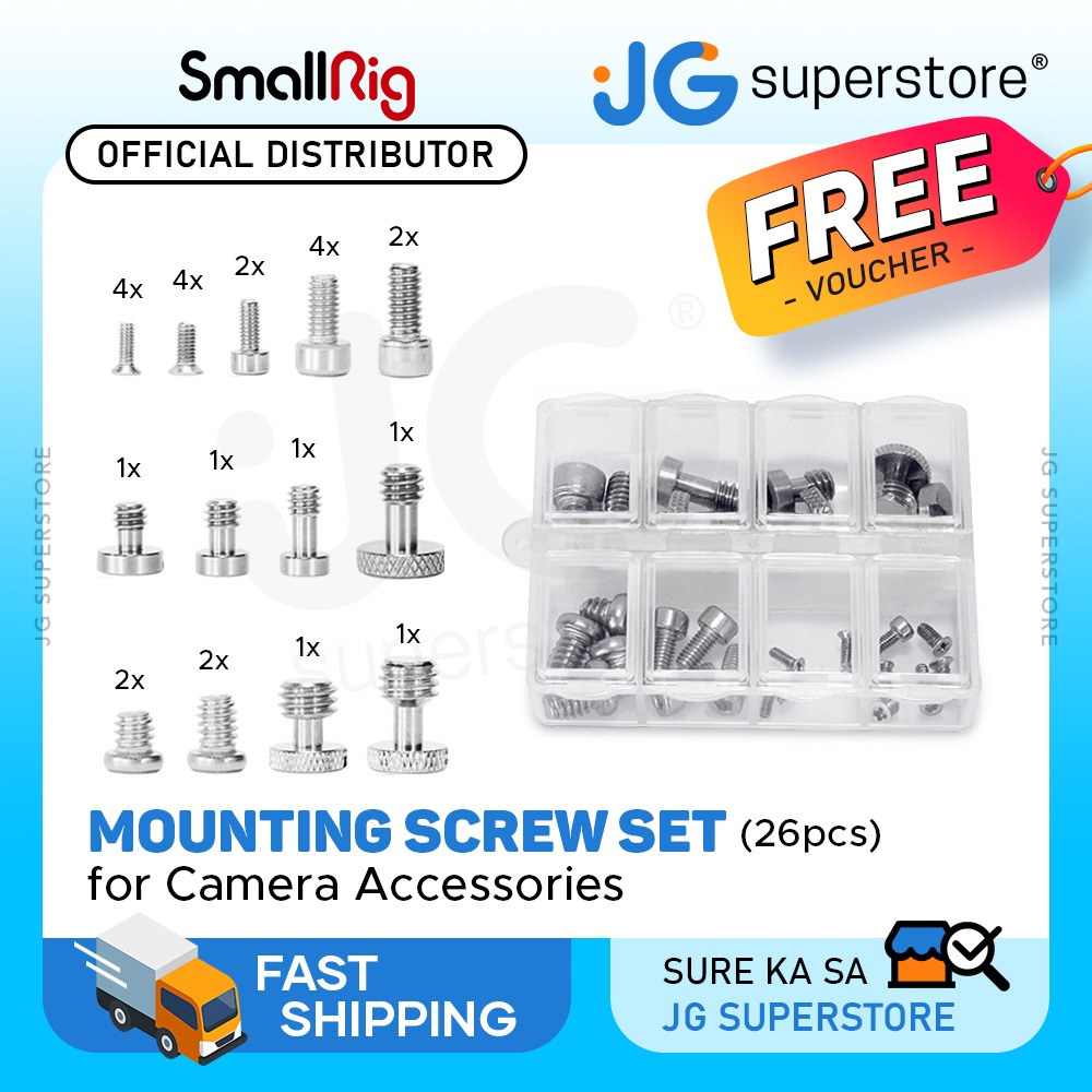 SmallRig Mounting Screw Set (26pcs) with 1/4" and 3/8" Slotted, 1/4 ...