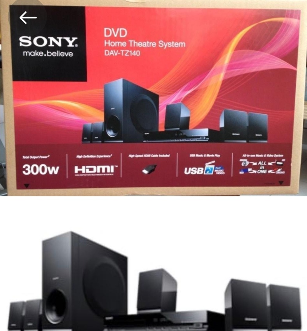 Sony DAV TZ140 300W 5.1Ch DVD Home Theater system, TV & Home Appliances ...