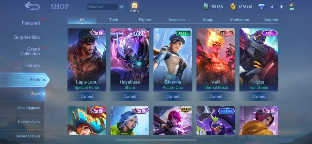 CHEAP STACKED MLBB 7 COLLECTORS 467 SKINS COLLECTORS LIMITED EPICS ...