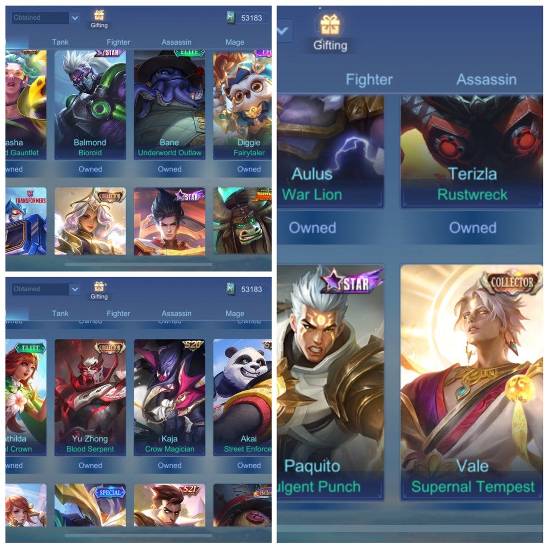 CHEAP STACKED MLBB 7 COLLECTORS 467 SKINS COLLECTORS LIMITED EPICS ...