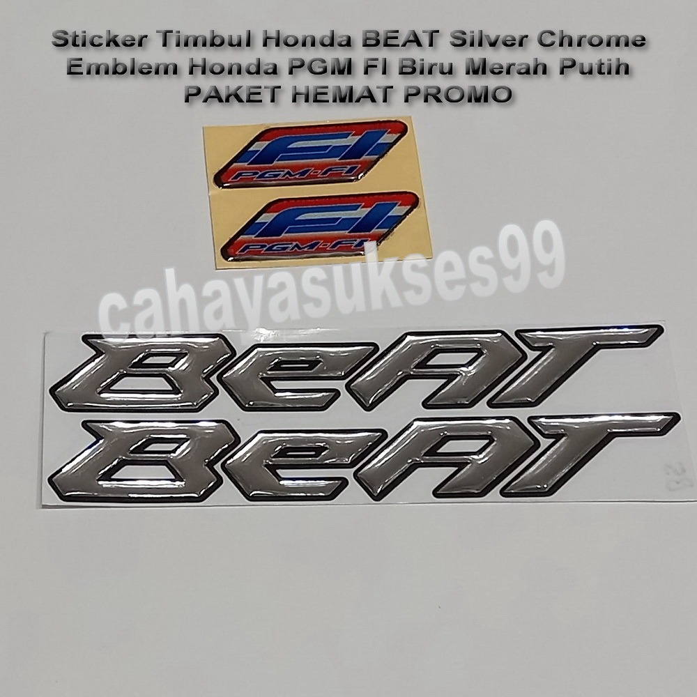 Sticker Timbul BEAT Silver Stiker Motor Emblem Honda PGM FI Stiker ...