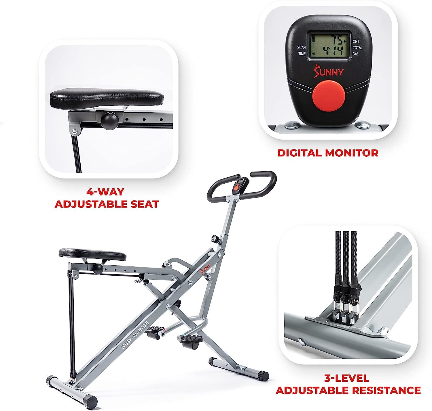 Sunny Health & Fitness Squat Assist Row-N-Ride Trainer for Squat ...