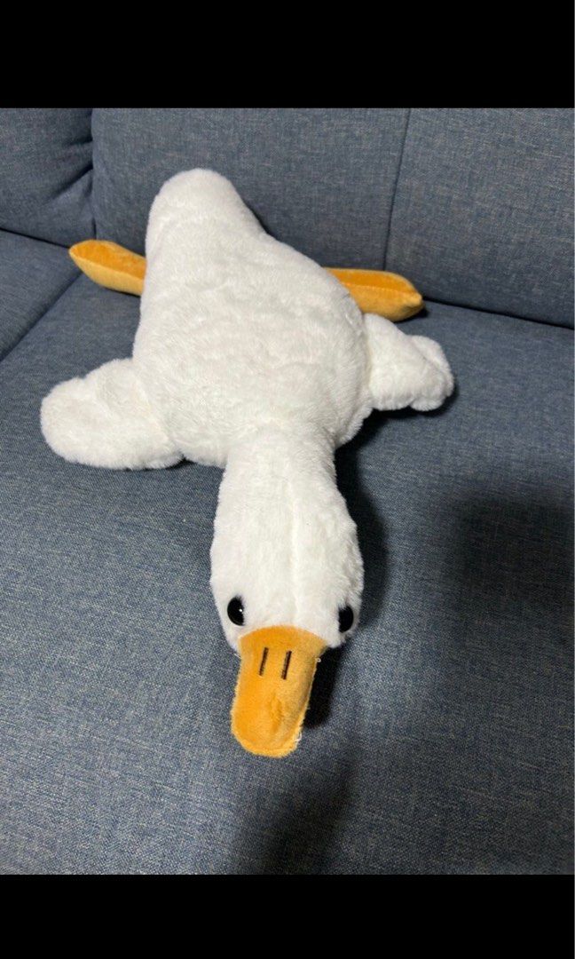Super cute fun claw soft flat lying laying yellow white fluffy goose ...