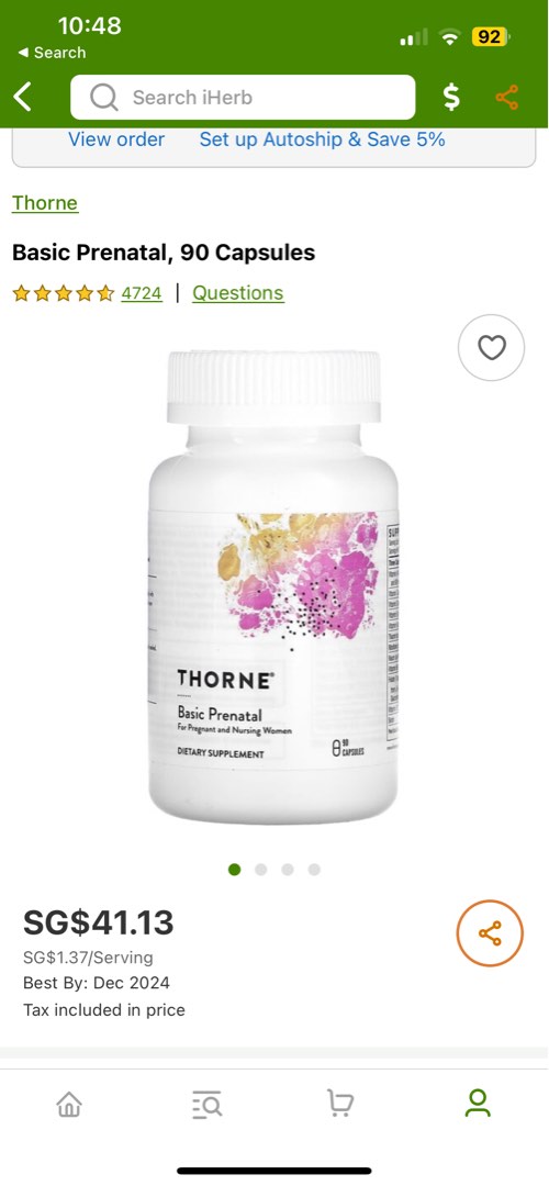 Thorne Basic Prenatal, Health & Nutrition, Health Supplements, Vitamins ...