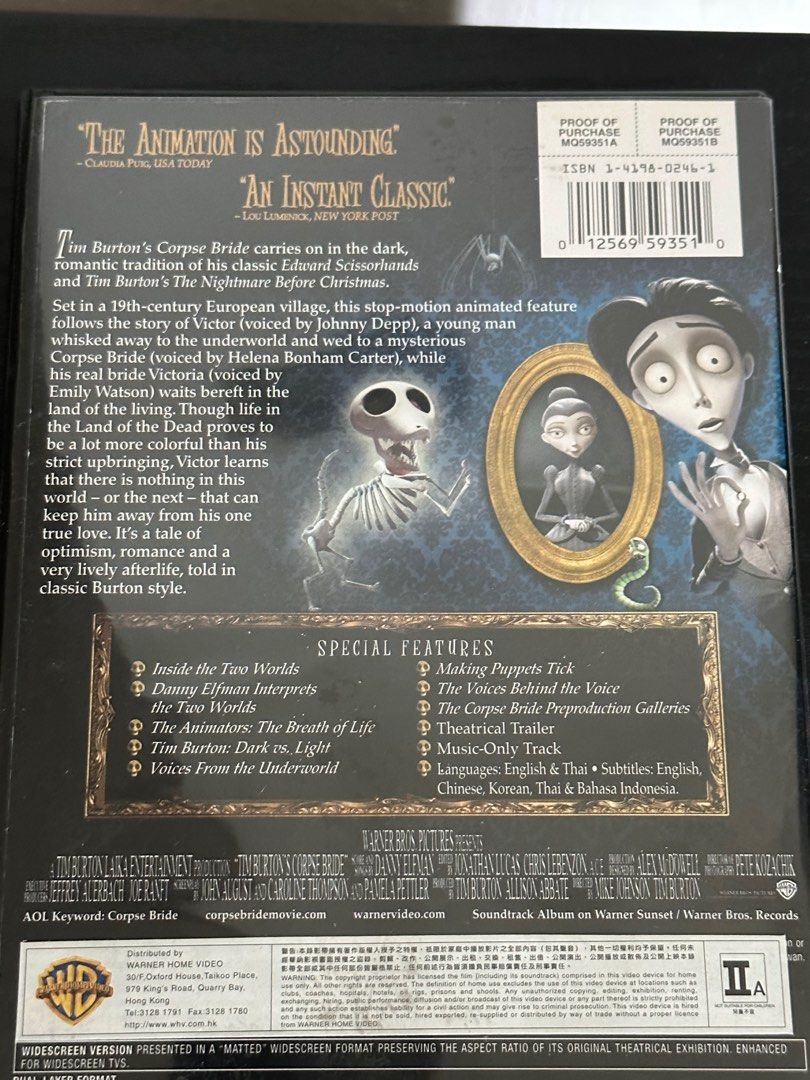 TIM BURTON’s Corpse Bride DVD 動畫 電影 Johnny Depp Helena Carter Bonham ...