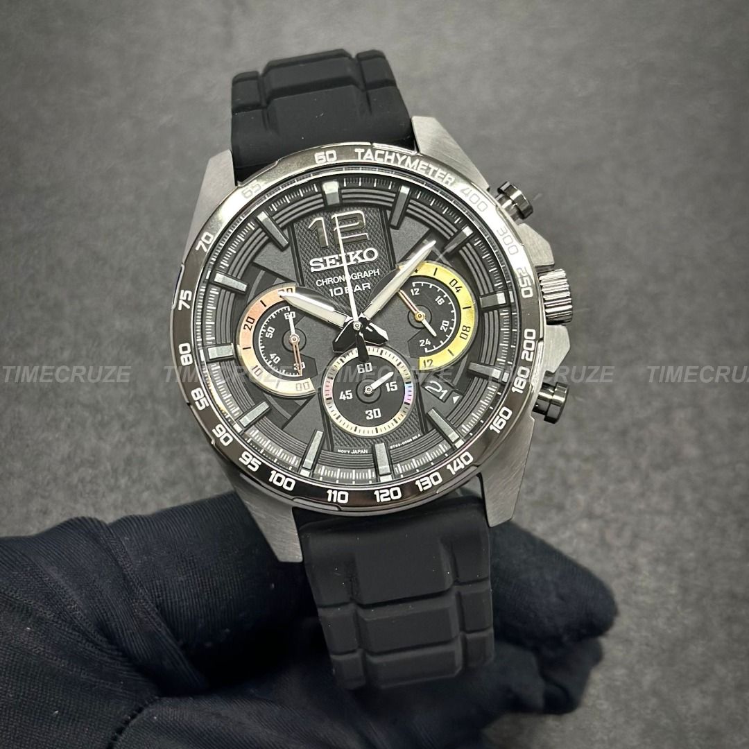 [Time Cruze] Seiko SSB349 Chronograph Tachymeter Quartz Silicon Strap ...