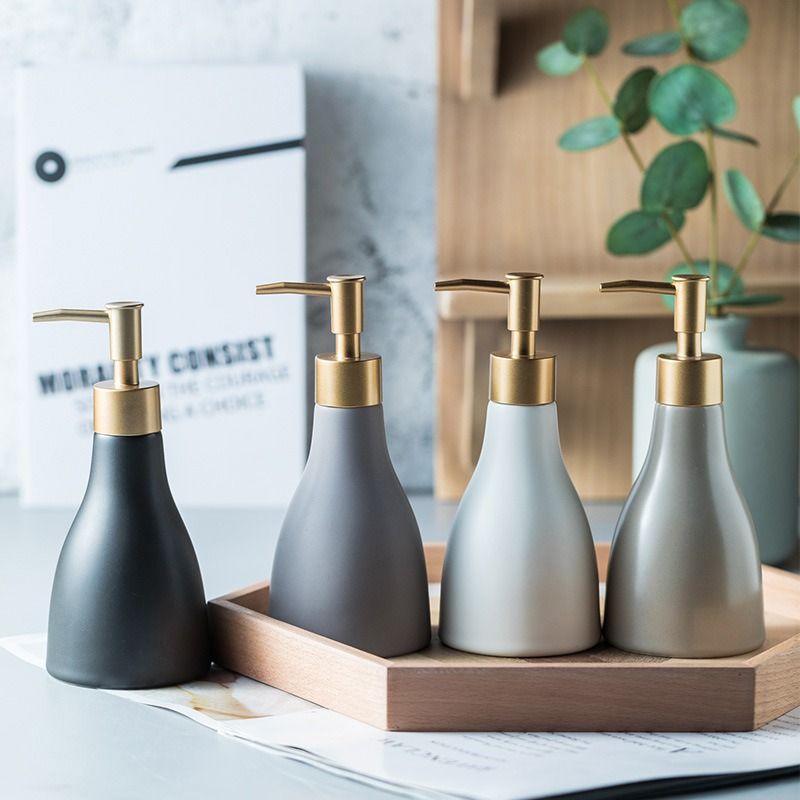 Triangular Ceramic Soap Dispenser Golden Pump Empty bottle - 280ML ...