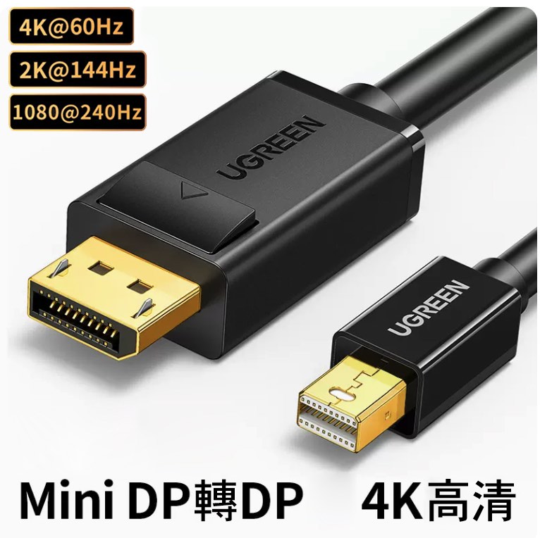 UGREEN Mini DP to DP 4K 1.5 m Cable, 電腦＆科技, 電腦周邊及配件, 電腦線、轉接線及轉換器 ...