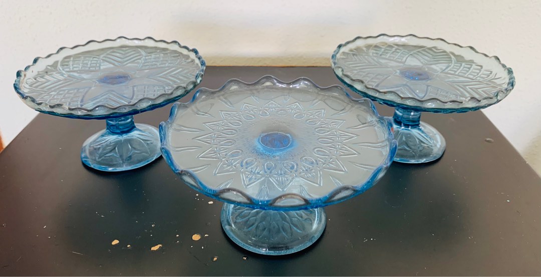 Vintage Peranakan Glass Praying Plates (Set of 3), Furniture & Home ...