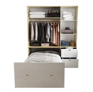Wardrobe bed integrated combination multifunctional folding invisible ...