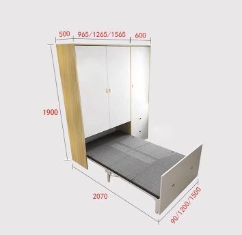 Wardrobe bed integrated combination multifunctional folding invisible ...