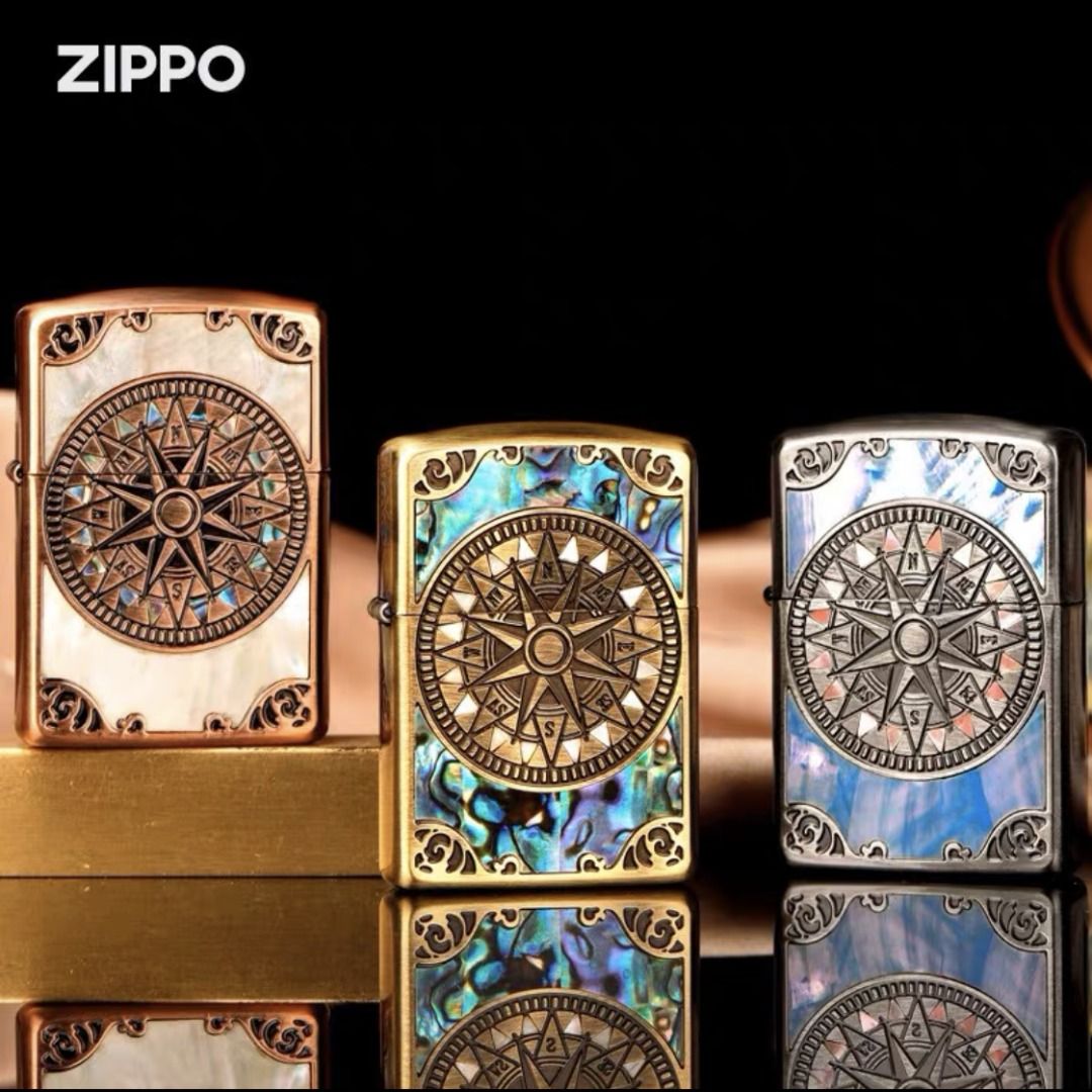 White Inlay Armor Shell Compass Zippo Lighter, Hobbies & Toys ...