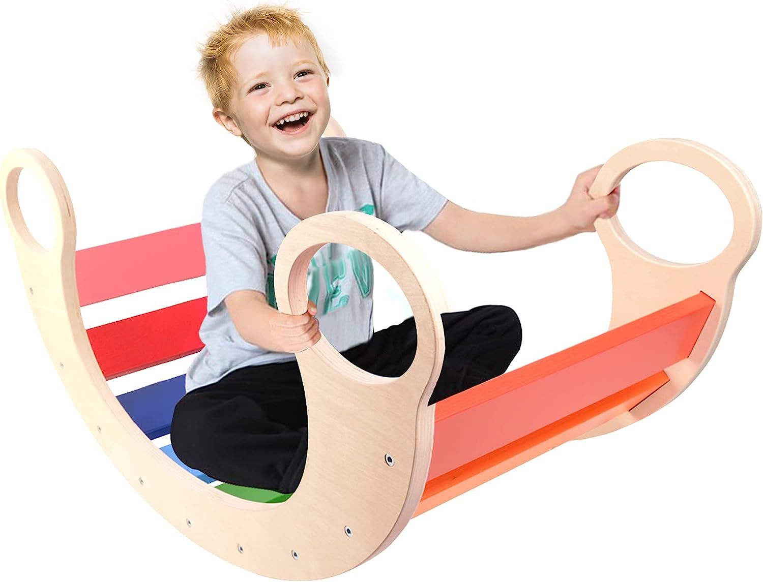 Wooden Climbing Arch Ladder for Toddlers,Waldorf Rocker Board,Activity ...