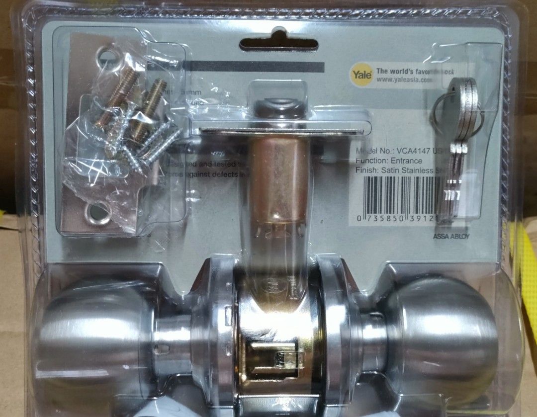 YALE Door Knob SATIN FINISH VCA4147 US32D Stainless ORIGINAL, Furniture ...