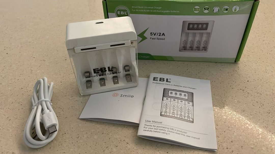 018) EBL Quick Smart AA AAA Battery Charger with 1A USB Input Port for ...