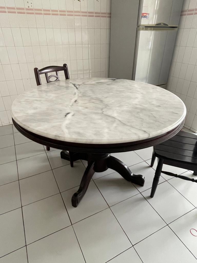 10 seater marble top solid wood dining table, Furniture & Home Living ...