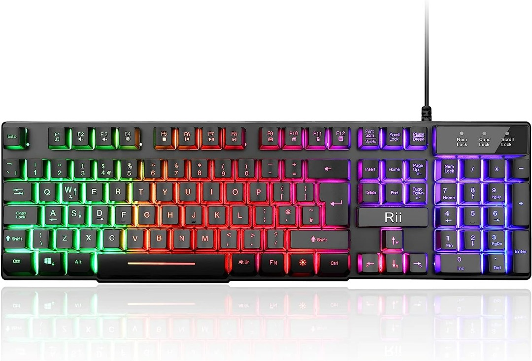 2910) RII GAMING KEYBOARD, RK100 PLUS RAINBOW LED BACKLIT KEYBOARD ...
