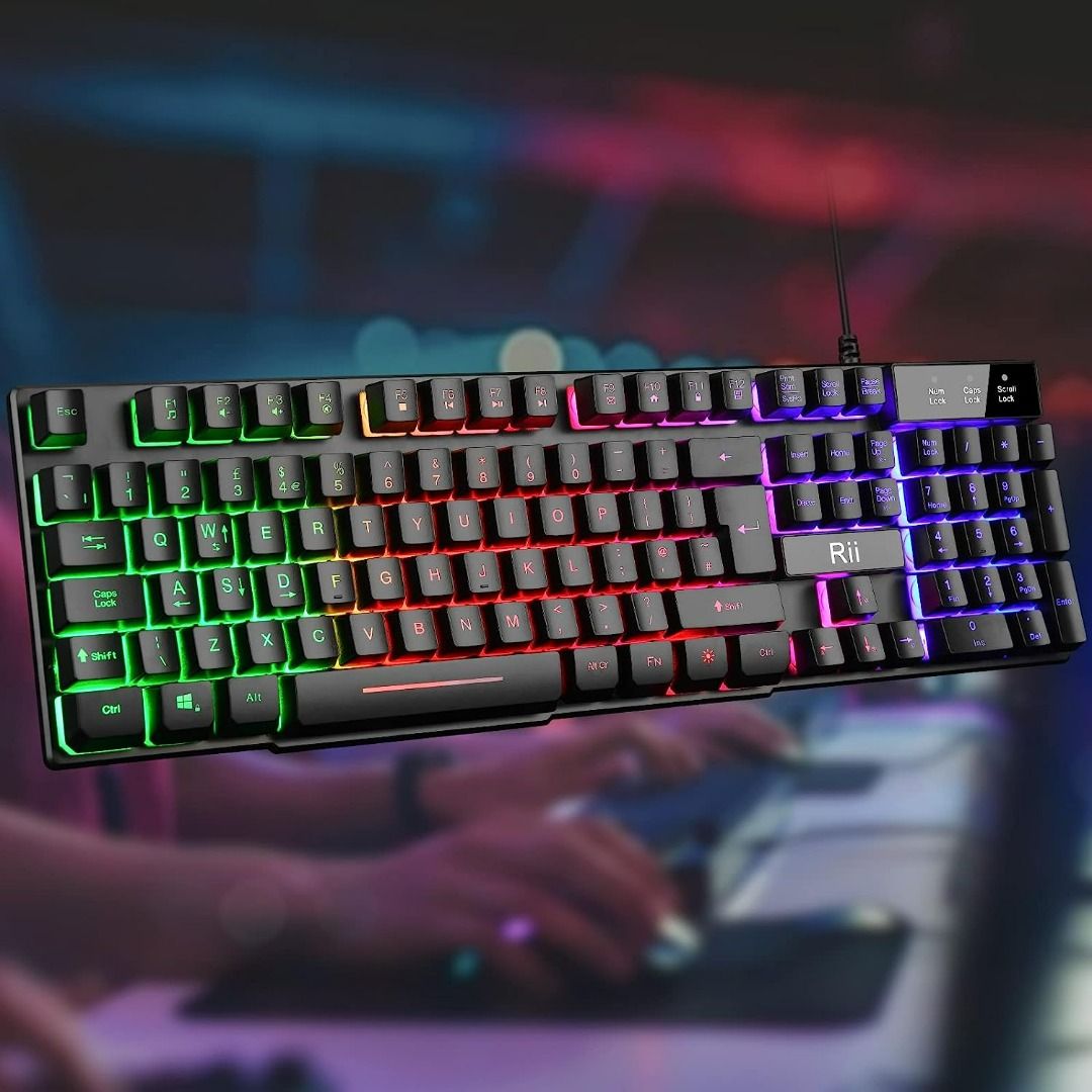 2910) RII GAMING KEYBOARD, RK100 PLUS RAINBOW LED BACKLIT KEYBOARD ...