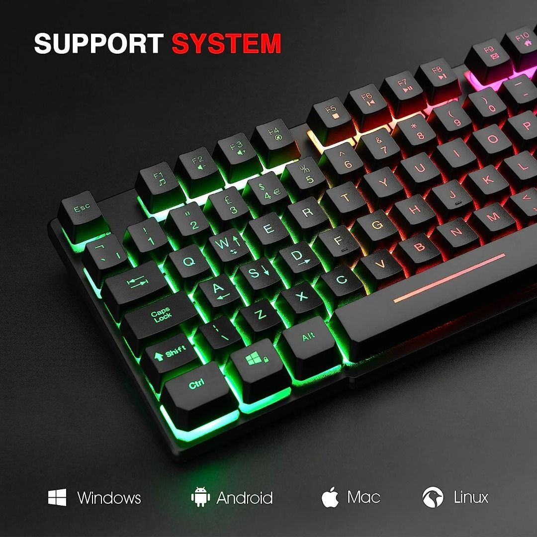 2910) RII GAMING KEYBOARD, RK100 PLUS RAINBOW LED BACKLIT KEYBOARD ...