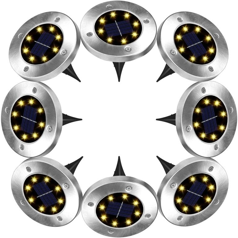 [3778A] LED Solar Ground Disk Light 8LED Solar Garden Lights Outdoor ...