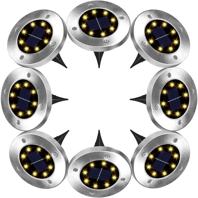 [3778A] LED Solar Ground Disk Light 8LED Solar Garden Lights Outdoor ...