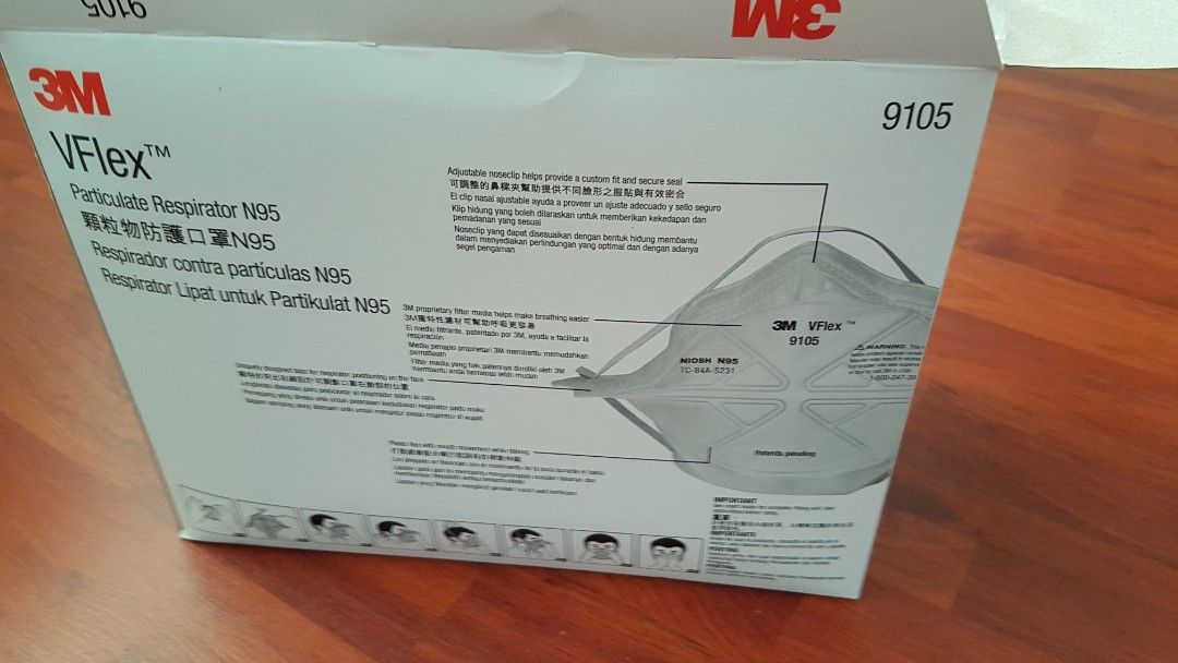 3M VFlex Particulate Respirator 9105 N95 Mask 50s, Health & Nutrition, Face Masks & Face Shields ...